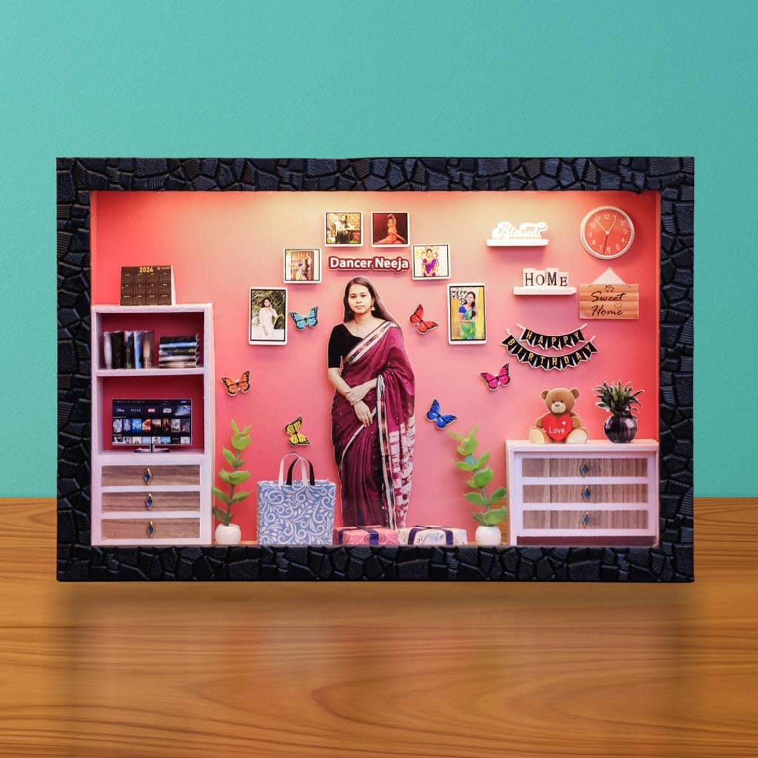Personalized 3D Birthday Shadow Box With LED Light | Custom Photo ...