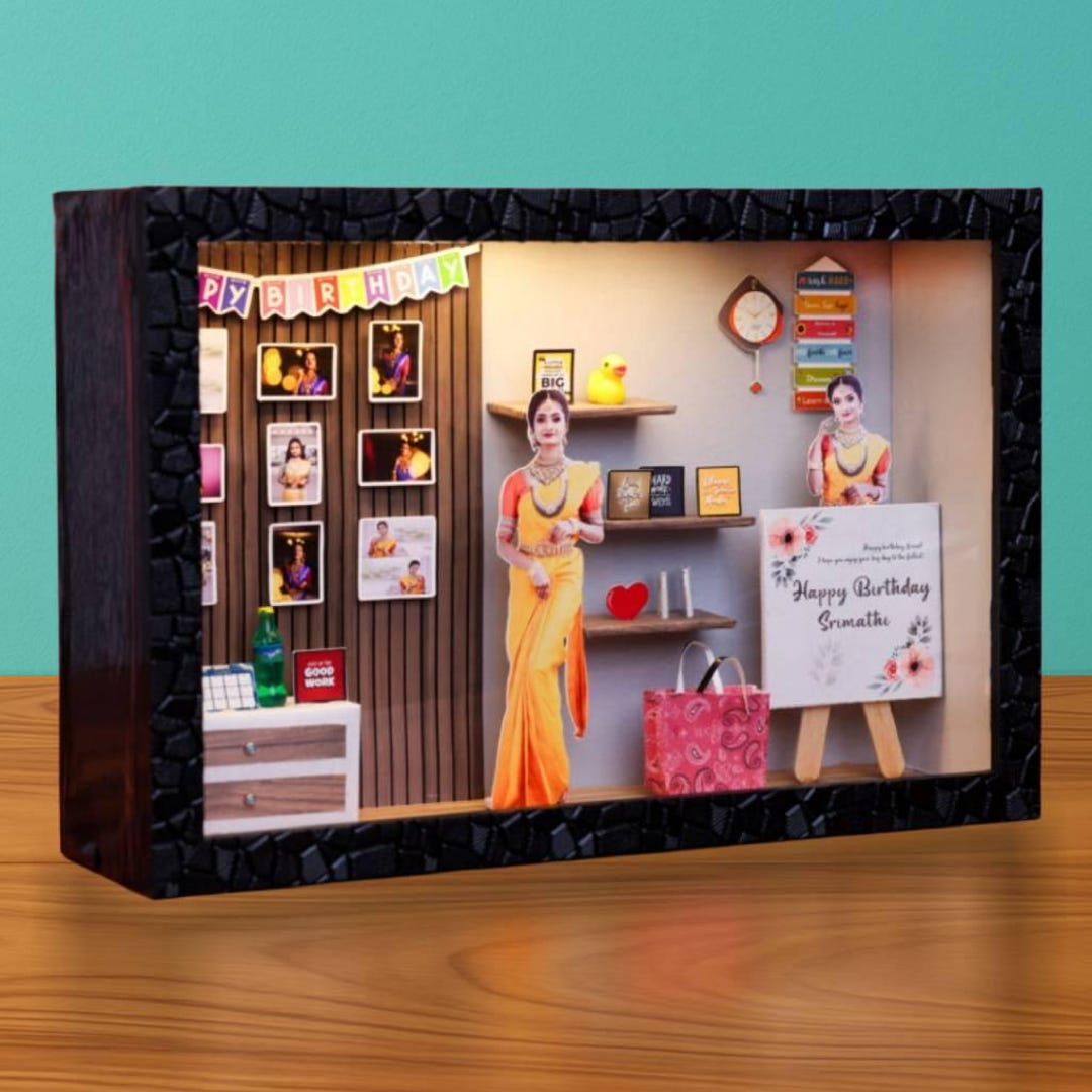 Personalized 3D Birthday Shadow Box With LED Light | Custom Photo ...