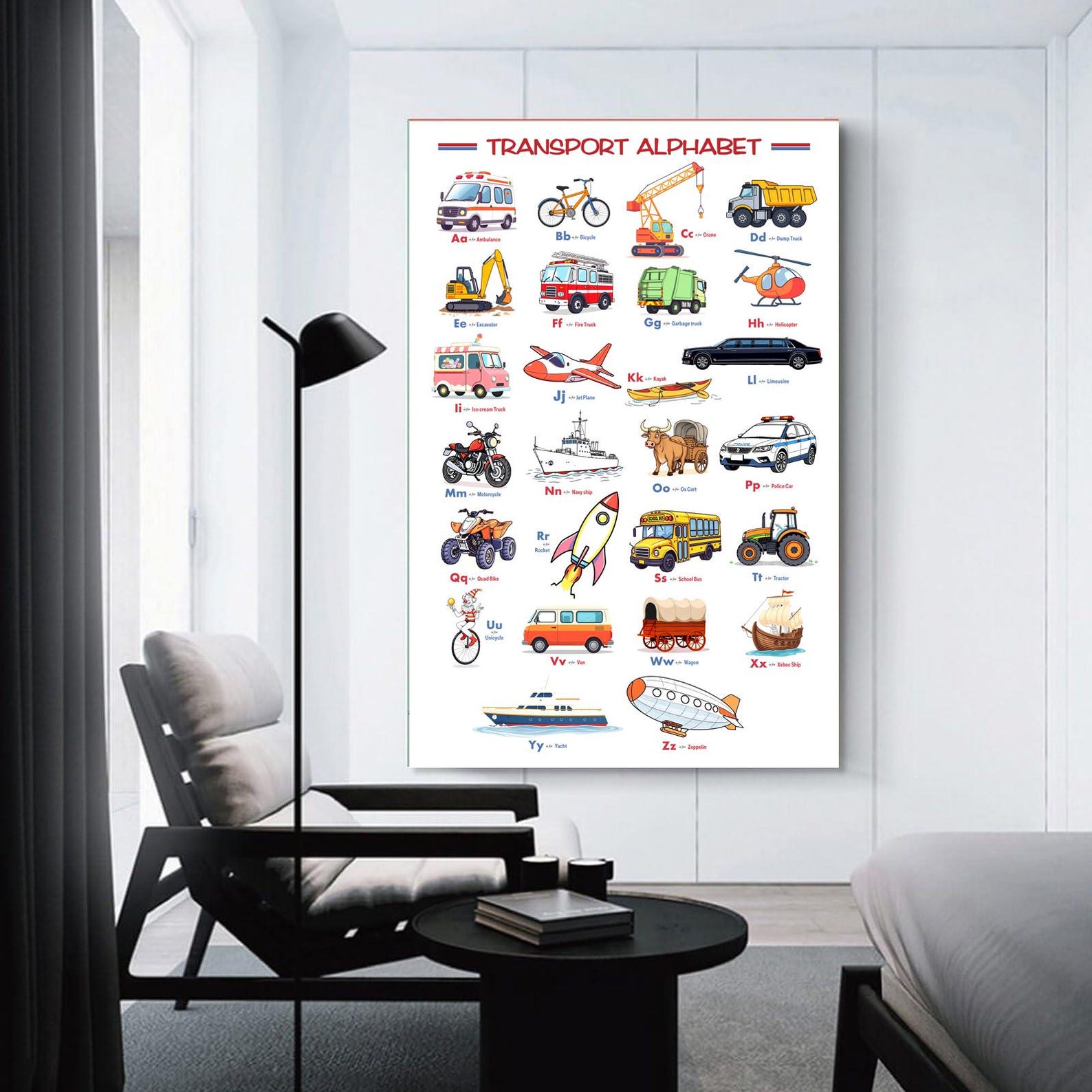 Transport Alphabet Poster: A-Z Vehicles, Nursery Classroom Art (digital ...