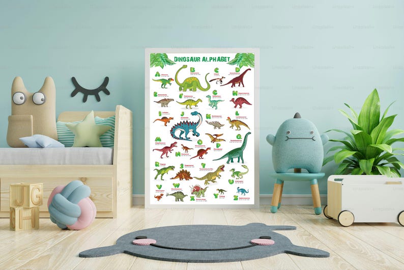 Printable Dinosaur ABC Poster: Alphabet Poster for Nursery or Classroom ...