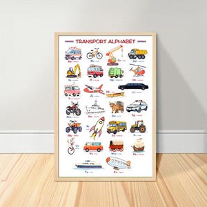 Transport Alphabet Poster: A-Z Vehicles, Nursery Classroom Art (digital ...