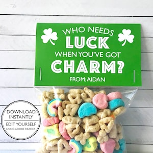 St. Patrick's Day Cereal Treat Bag Topper - Lucky Charms Treat Bag - St ...