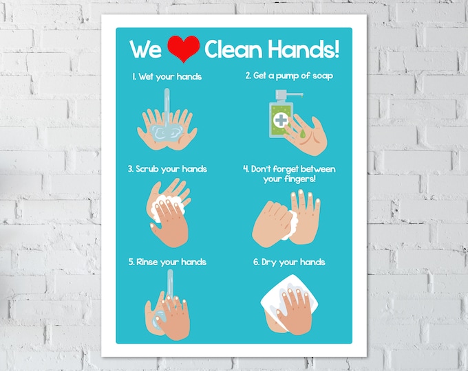 Hand Washing Poster Hand Washing Steps Hand Washing Instructions How to ...