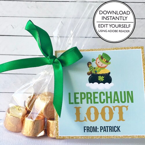 St Patrick's Day Gift Tag Leprechaun Loot Pot of Gold - Etsy