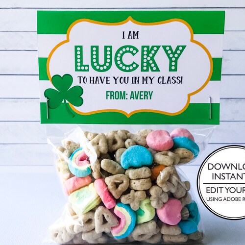 St. Patrick's Day Lucky Charm Treat Bag Topper Cereal - Etsy