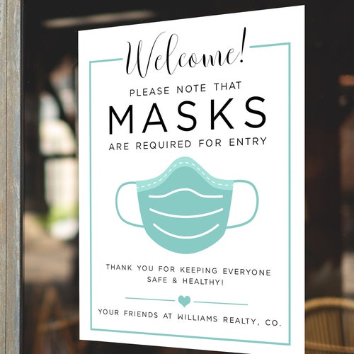 Masks Required Sign for Business Custom Mask Sign Tactful - Etsy