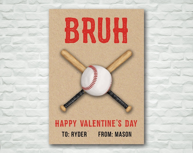 Bruh Valentine Card Bruh Baseball Valentine Older Boy Valentine Cool ...