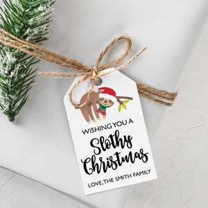 Slothy Christmas Gift Tag Template - Sloth Gift Tags - Funny Christmas ...