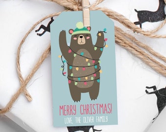 Editable Christmas Gift Tags Template Cute Bear Family Printable ...