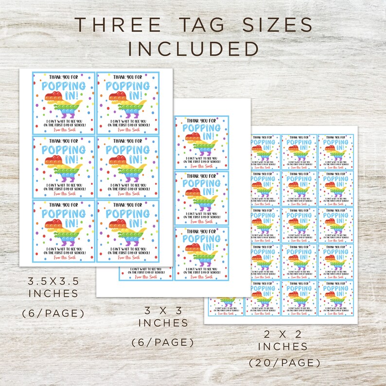 Dinosaur Pop It Gift Tag Back to School for Students - Etsy