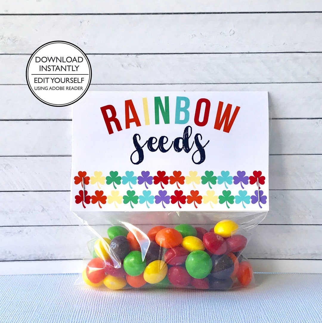 Rainbow Seeds Treat Bag Topper St. Patrick's Day Printable St. Patrick ...