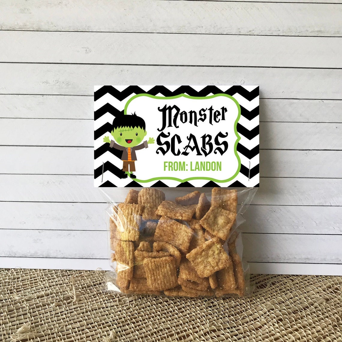 Printable Halloween Treat Bag Topper Monster Scabs Instant - Etsy