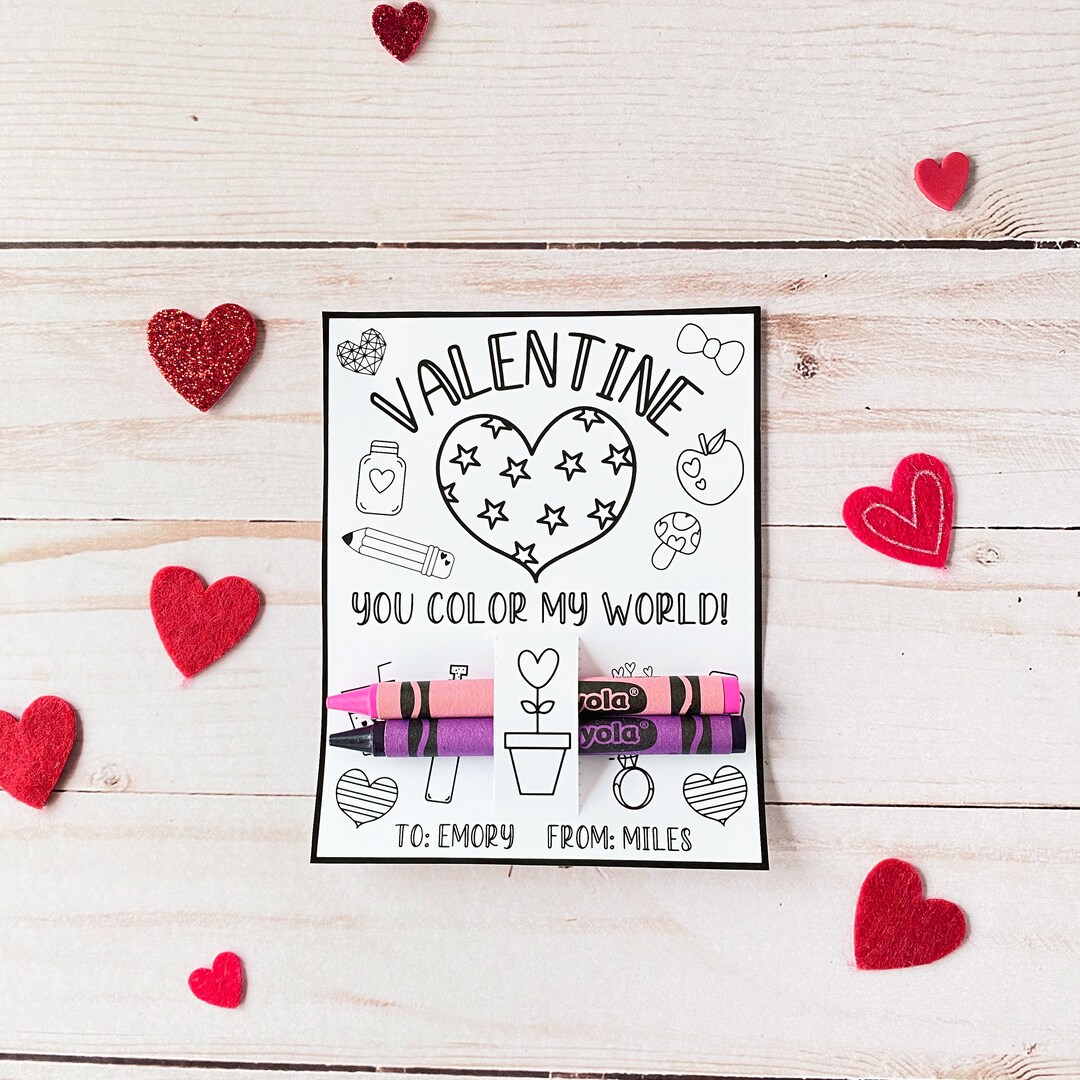 Printable Valentine Coloring Valentine Crayon Valentine Printable and ...