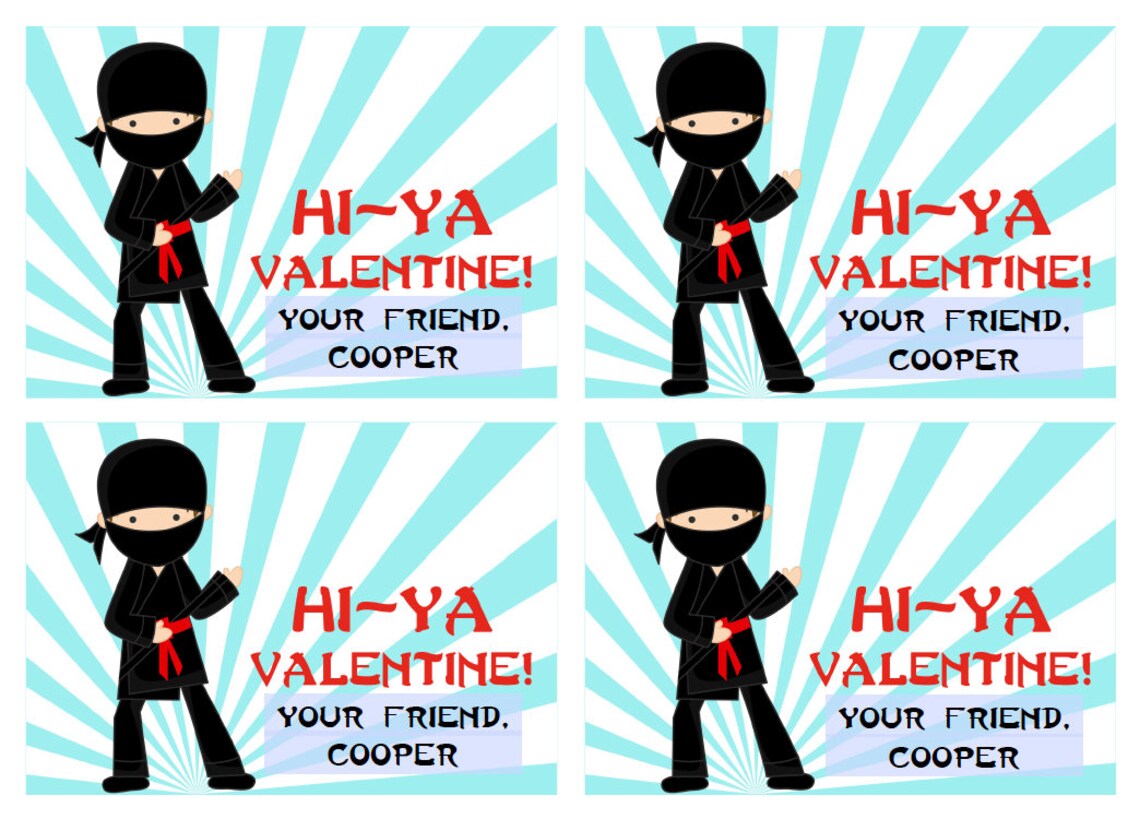 Ninja Kids Valentine Printable and Editable Kids Valentine | Etsy