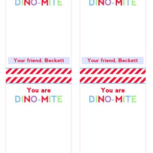 Dinosaur Kids Valentine - Dino-mite Valentine - Printable and Editable ...