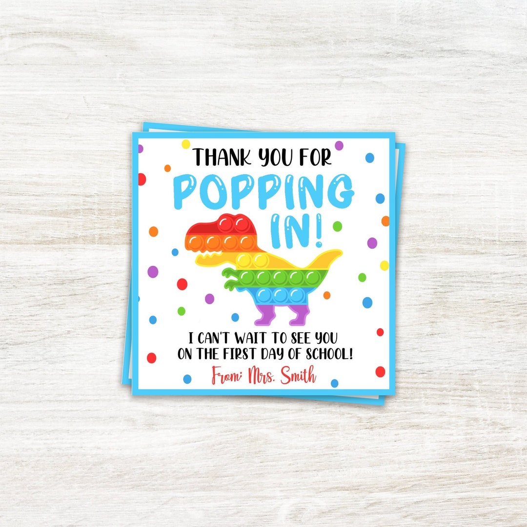 Dinosaur Pop It Gift Tag- Back to School - for Students - Popping in ...