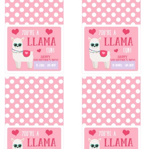 Llama Valentine Printable and Editable Kids Valentine Llama Fun ...