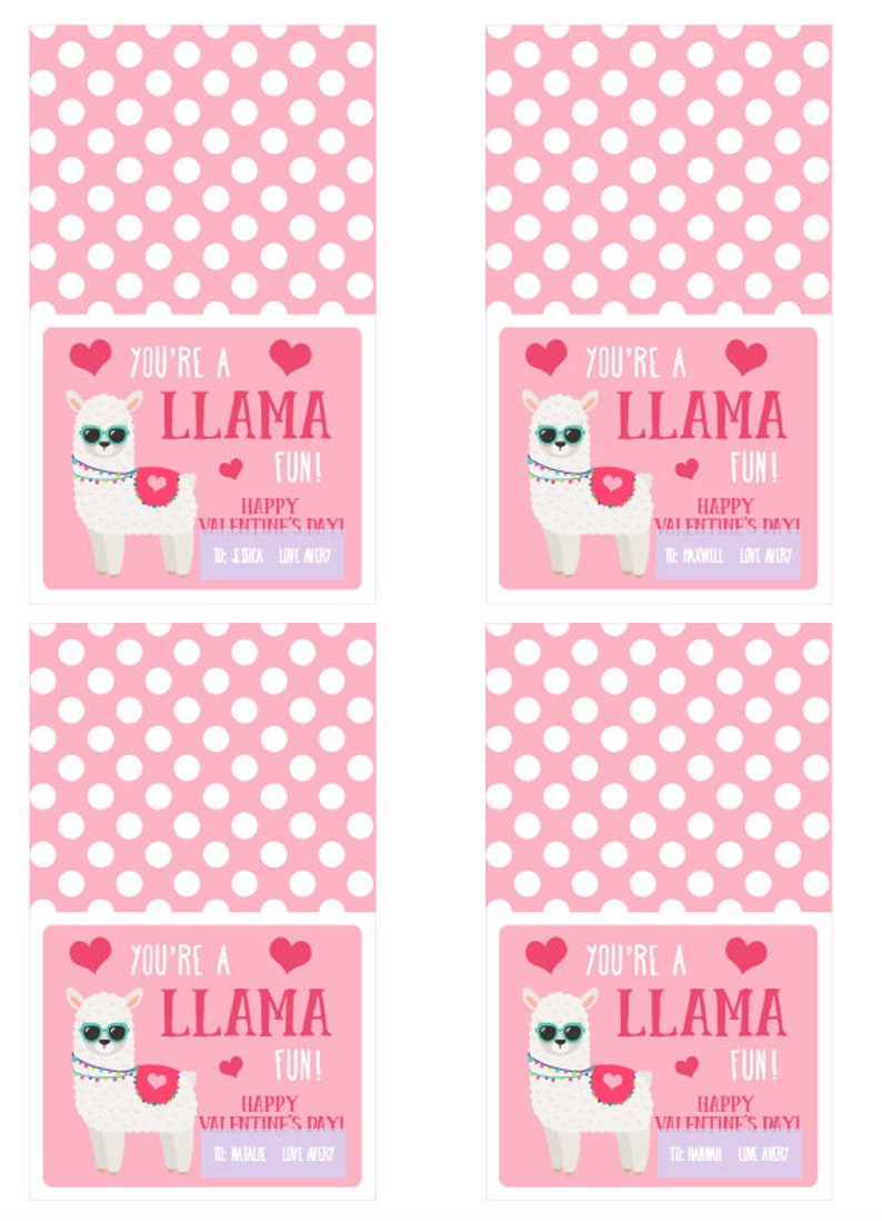 Llama Valentine Printable and Editable Kids Valentine - Etsy
