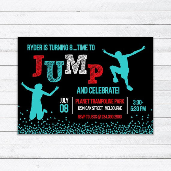 Trampoline Park Invitation - Jump Invite - Boys Birthday Invitation ...