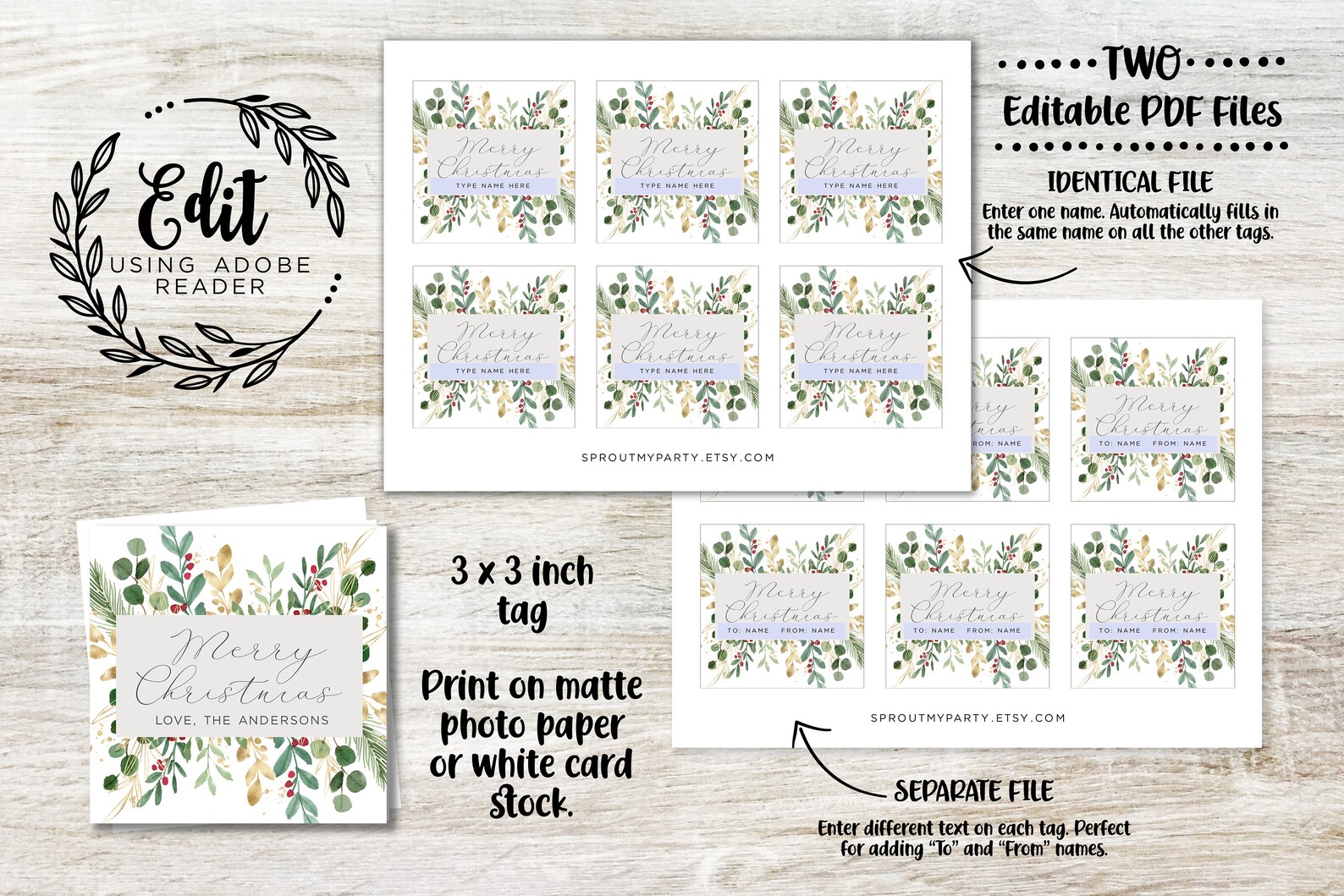 Printable Christmas Gift Tags Printable Gift Tags Editable | Etsy