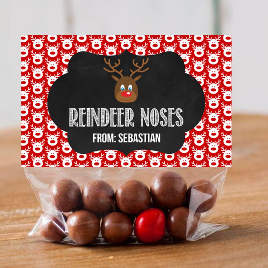 Reindeer Noses Editable Christmas Treat Bag Topper // Instant Download ...