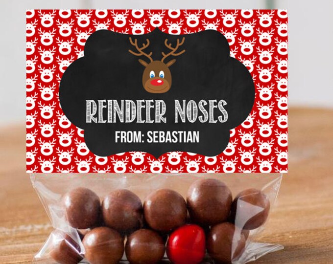Reindeer Noses Editable Christmas Treat Bag Topper // Instant Download ...