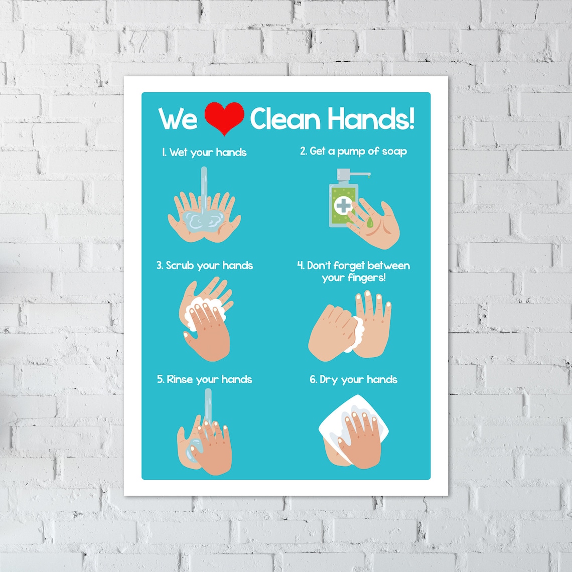 Hand Washing Poster - Hand Washing Steps - Hand Washing Instructions ...