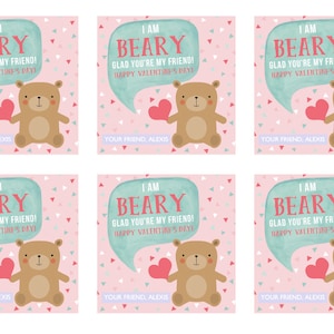 Bear Valentine Tag- Pre-school Valentine - Teddy Bear Valentine ...