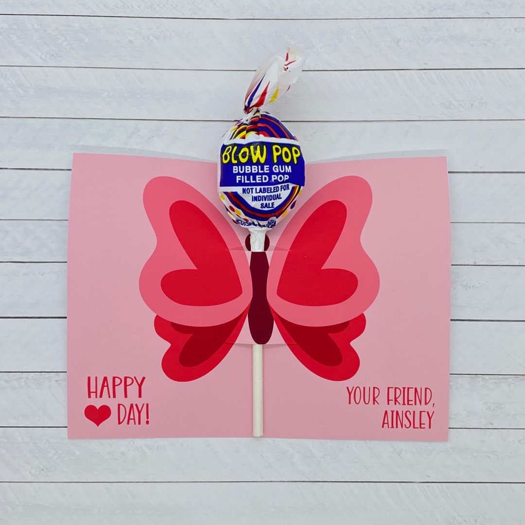 Butterfly Valentine - Butterfly Lollipop Valentine - Girls Valentines ...