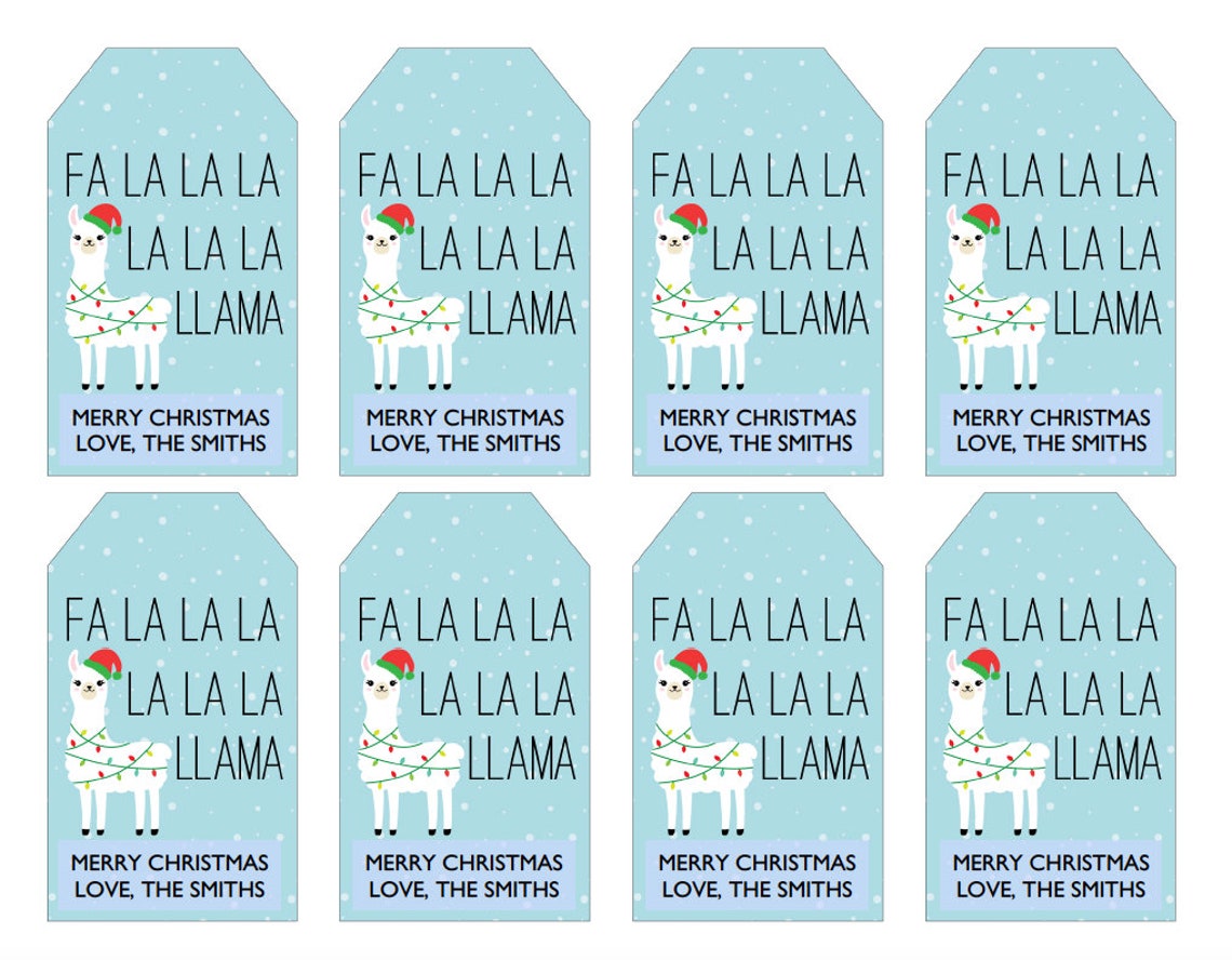 Llama Christmas Gift Tag Template Fa La La La Llama Gift - Etsy
