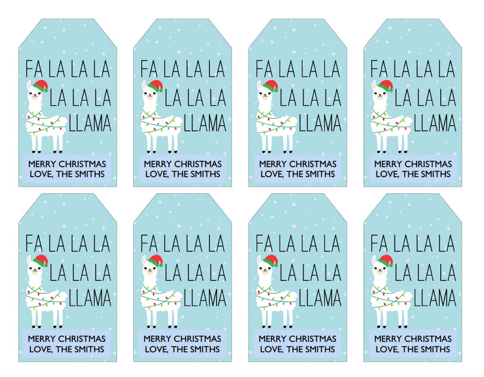 Llama Christmas Gift Tag Template Fa La La La Llama Gift - Etsy
