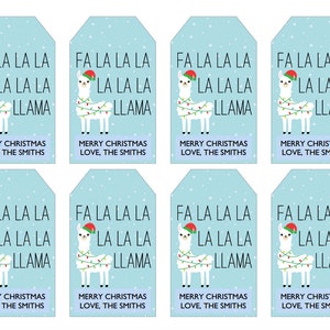 Llama Christmas Gift Tag Template Fa La La La Llama Gift Tags Funny ...