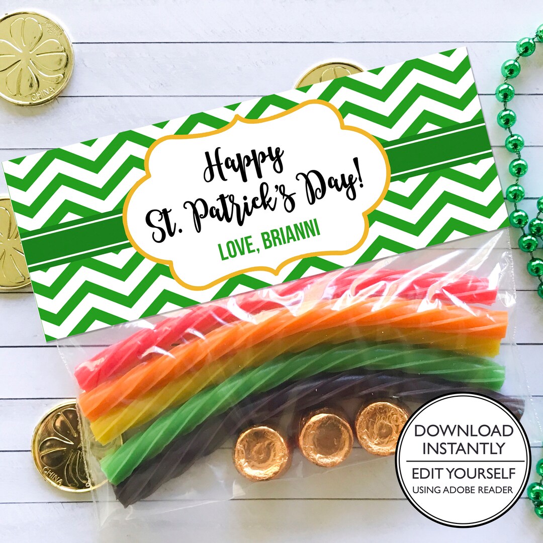 St. Patrick's Day Treat Bag Topper - St. Patrick's Day Rainbow Treat ...