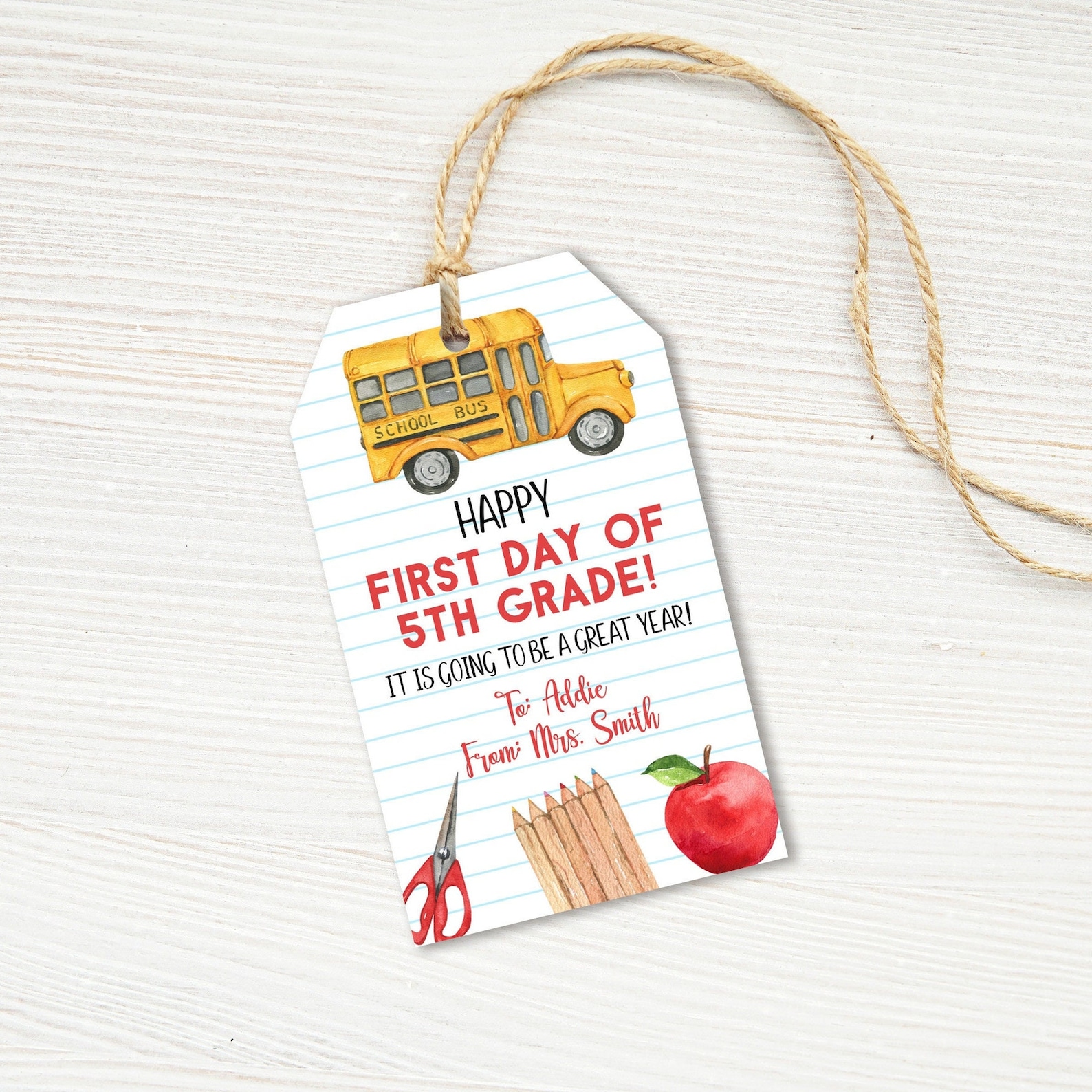 First Day of School Tag Teacher Gift to Students student Gift Gift Tag ...