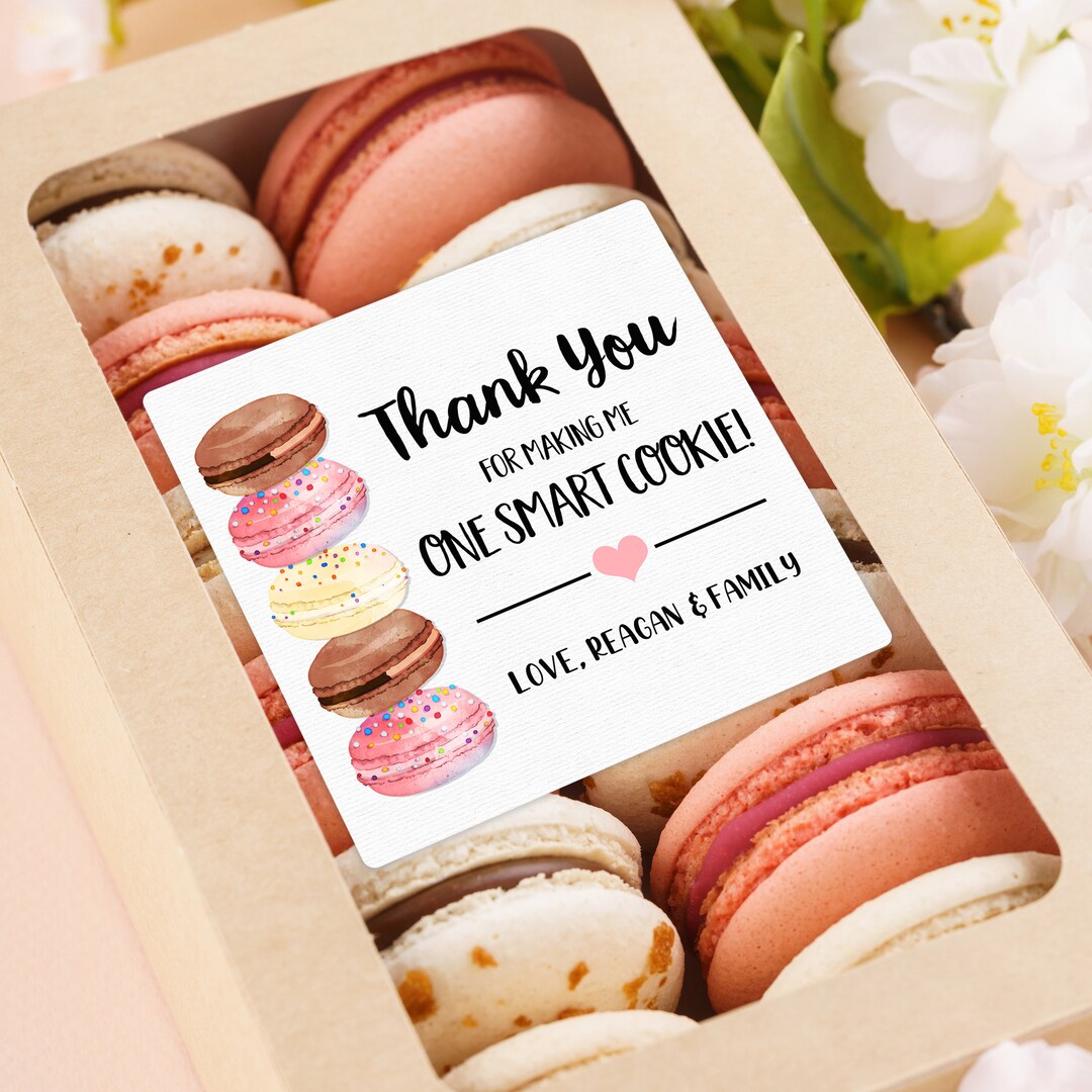 One Smart Cookie Teacher Card - Macaron Gift Tag- Teacher Appreciation ...