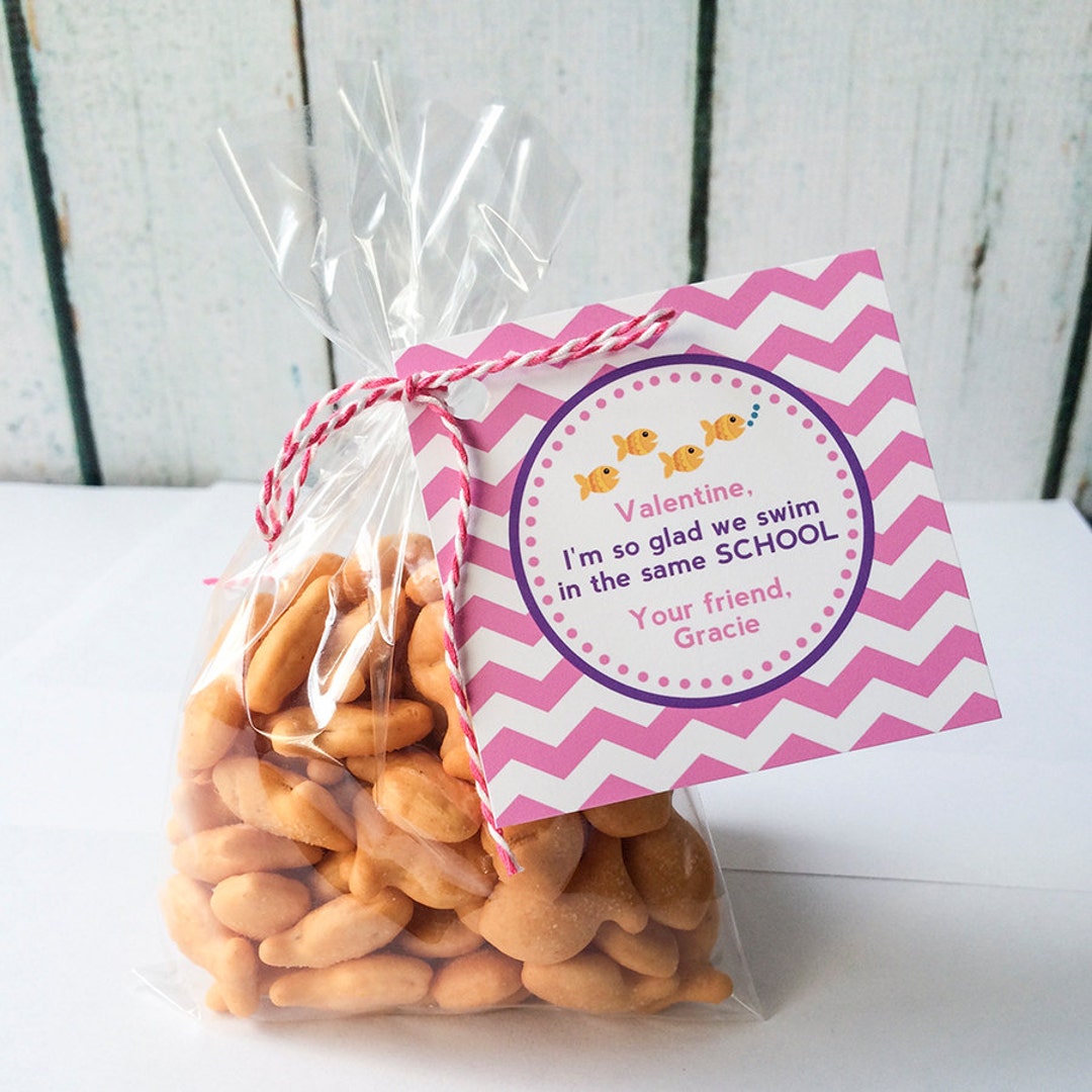 Fish Valentine Card - Goldfish Valentine Treat Bag - Kids Valentines ...