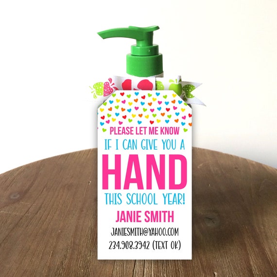 Back to School Teacher Gift - Hand Sanitizer Gift Tag - Printable Gift ... Back to School Teacher Gift - Hand Sanitizer Gift Tag - Printable Gift ...