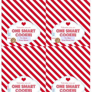 Cookie Valentine Treat Bag Topper - One Smart Cookie - Valentine Treat ...
