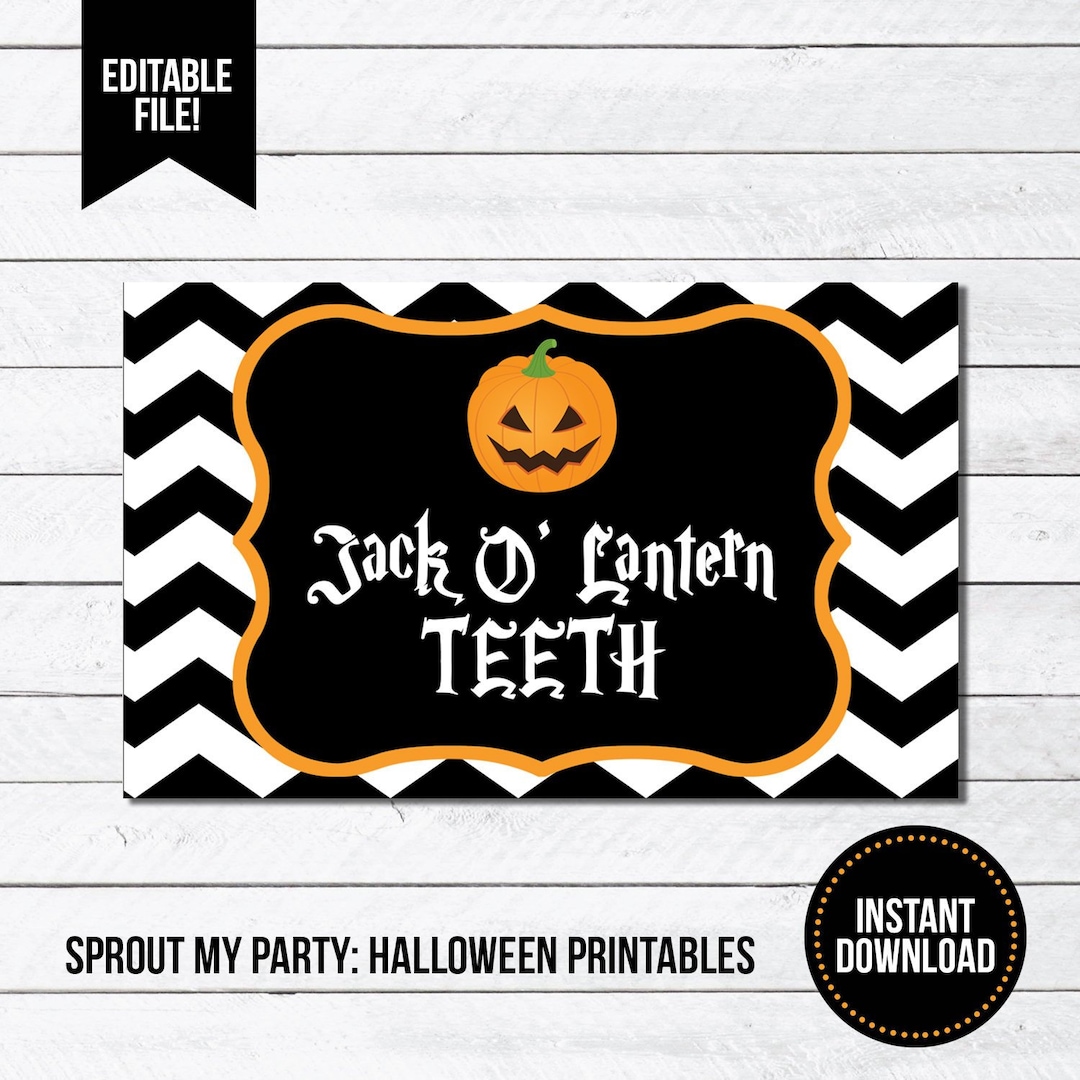 Halloween Jack O' Lantern Teeth Treat Bag Topper Printable// Instant ...