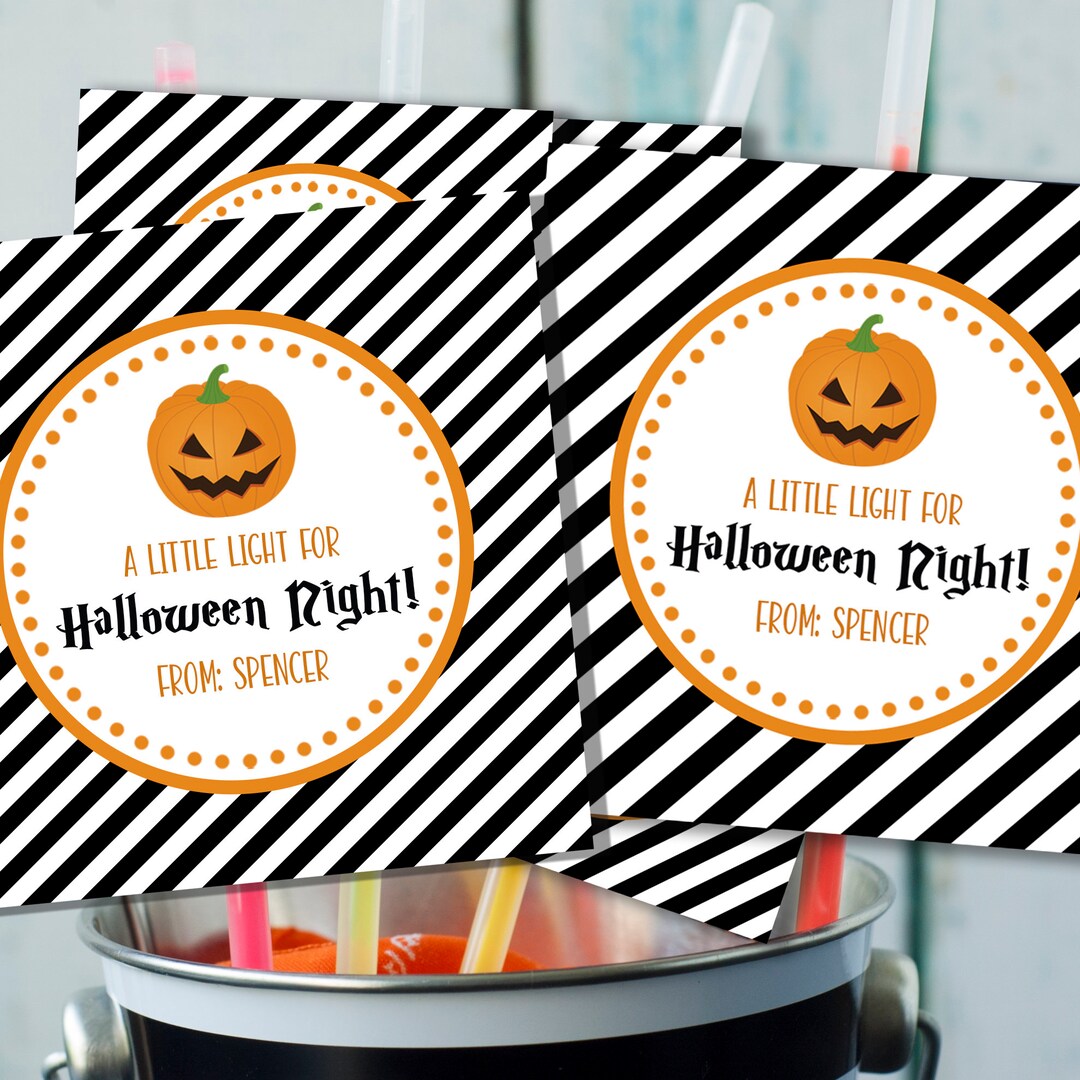 Printable Halloween Glow Stick Tags- Non-candy Halloween Treat - Glow ...