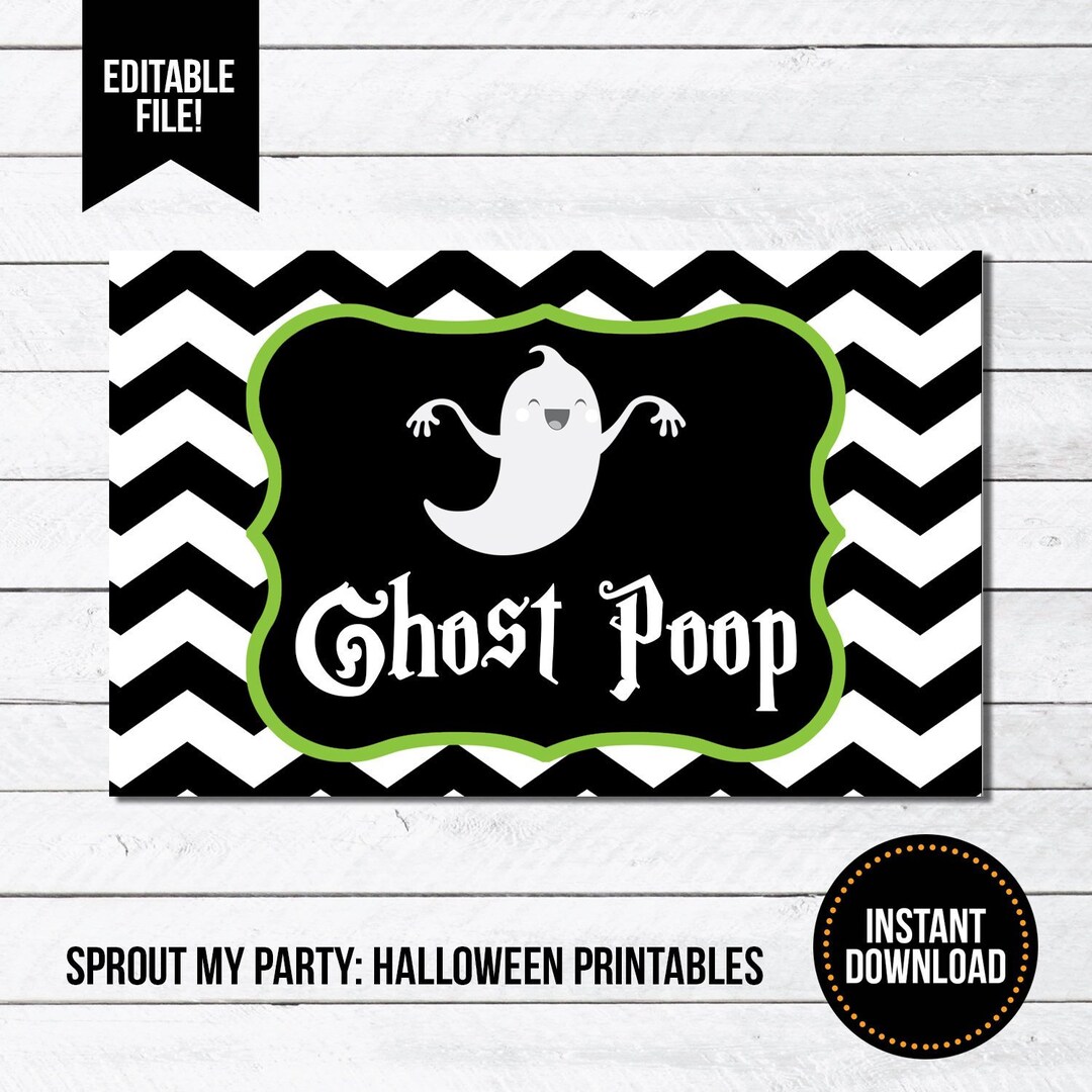 Halloween Ghost Poop Treat Bag Topper Printable// Instant Download ...