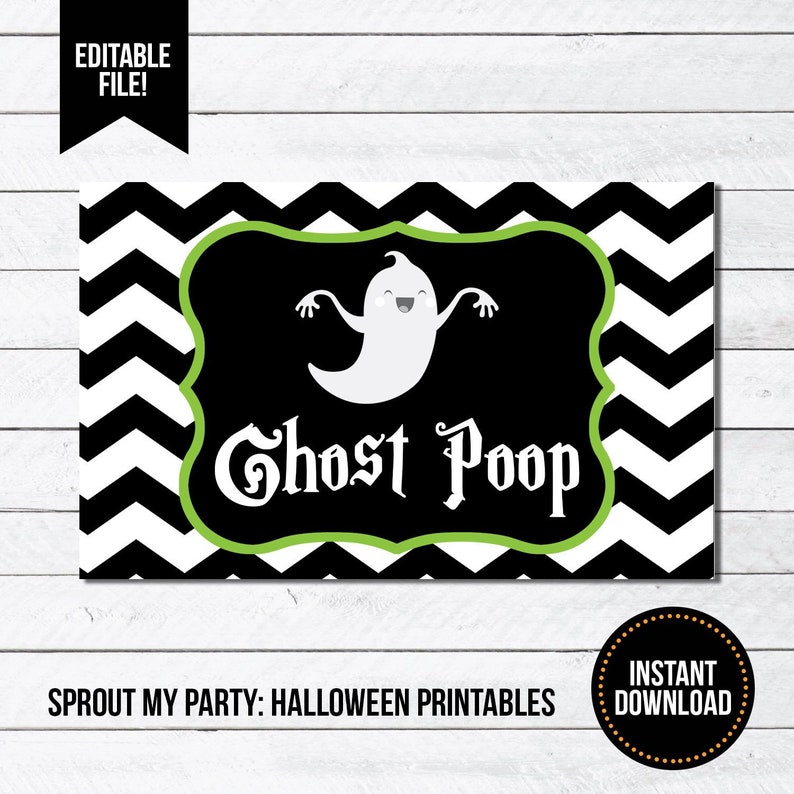 Halloween Ghost Poop Treat Bag Topper Printable// Instant | Etsy