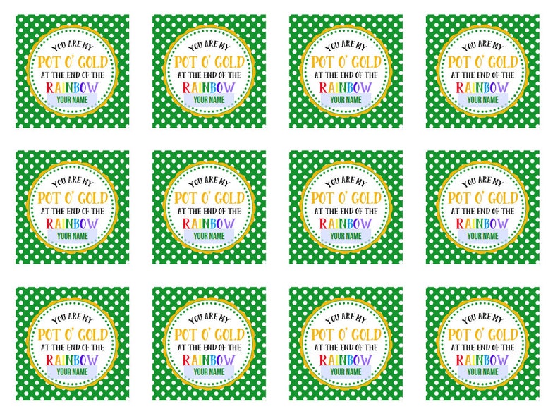 Pot of Gold St. Patrick's Day Favor Tags Pot O' Gold - Etsy