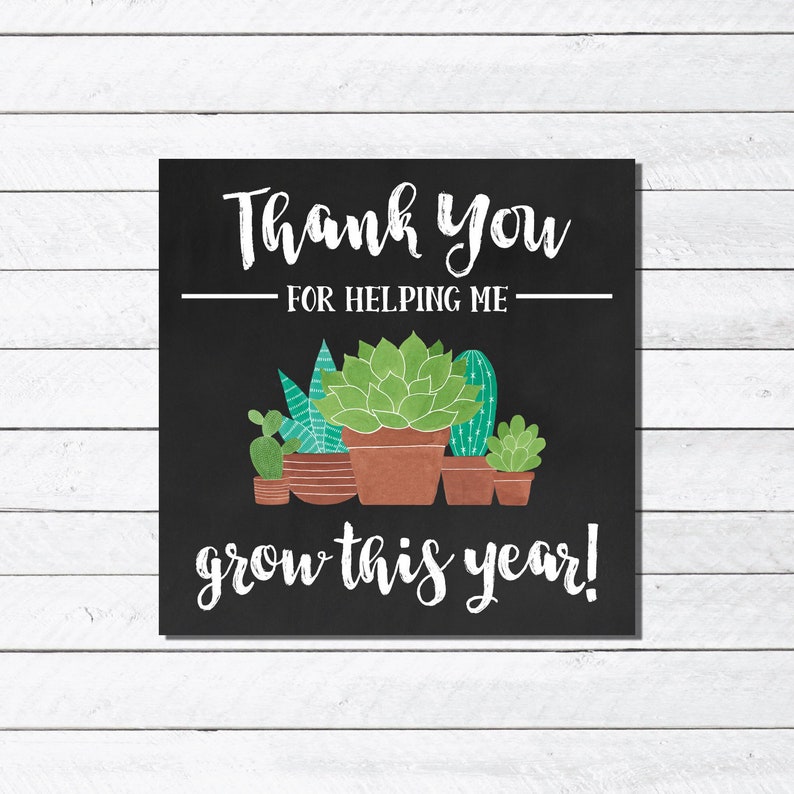 Teacher Appreciation Tag Thank You for Helping Me Grow This - Etsy