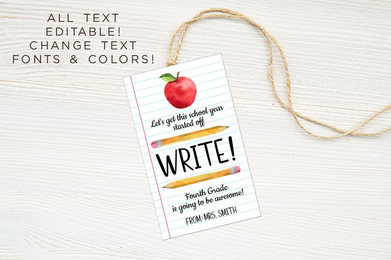 Pencil Gift Tag Back to School Teacher Gift Tag for - Etsy