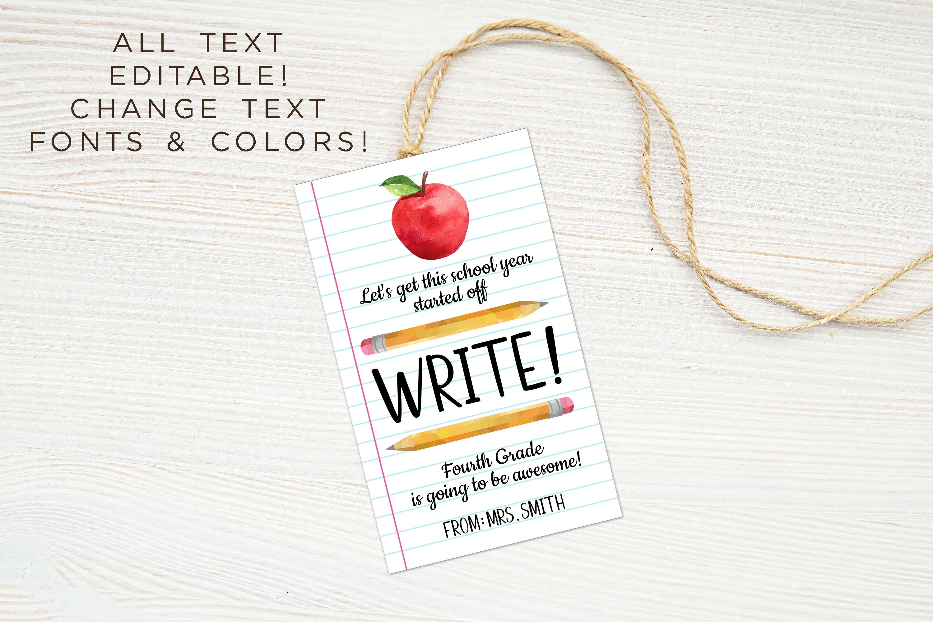Pencil Gift Tag- Back to School - Teacher Gift Tag for Students - Start ...