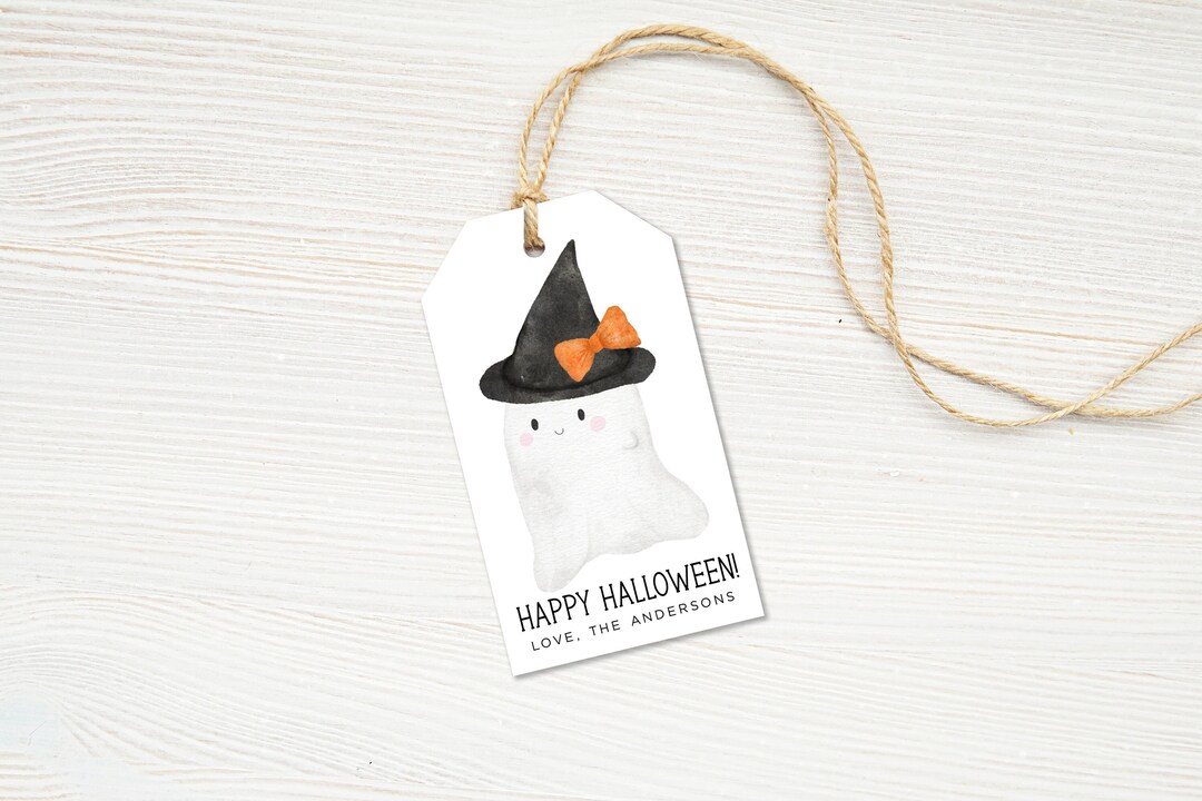Halloween Tag-watercolor Ghost Halloween Gift Tag - Cute Halloween Tag ...