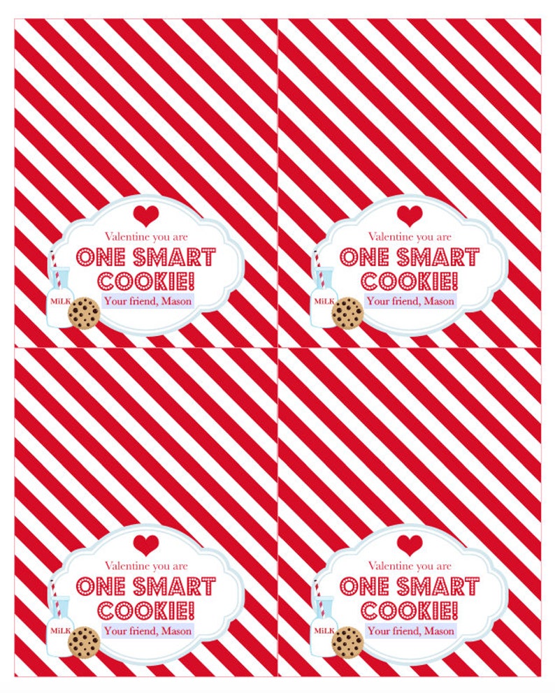 Cookie Valentine Treat Bag Topper One Smart Cookie | Etsy