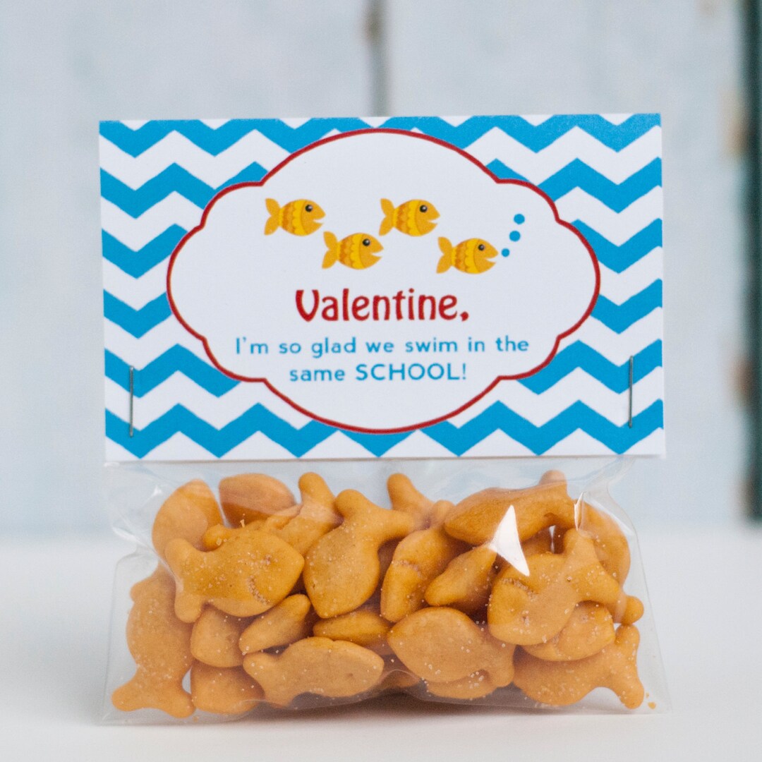 Goldfish Valentine - Kids Valentines- Valentine Treat Bag Topper ...