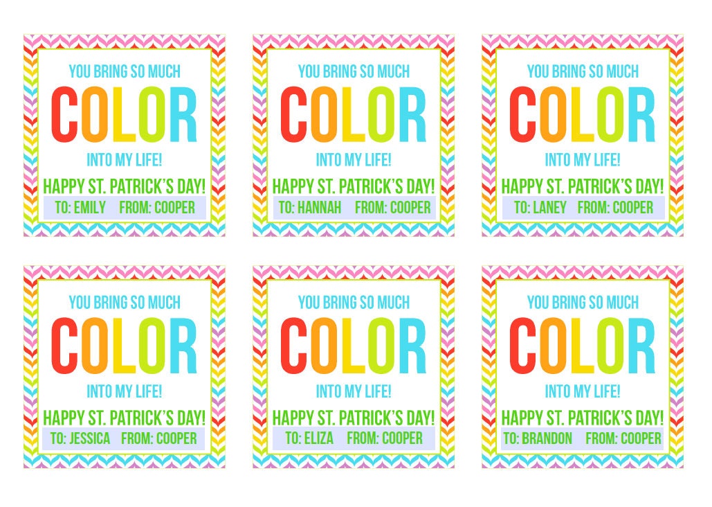 St Patrick's Day Gift Tag - Crayon Gift Tag - Rainbow St Patrick's Day ...